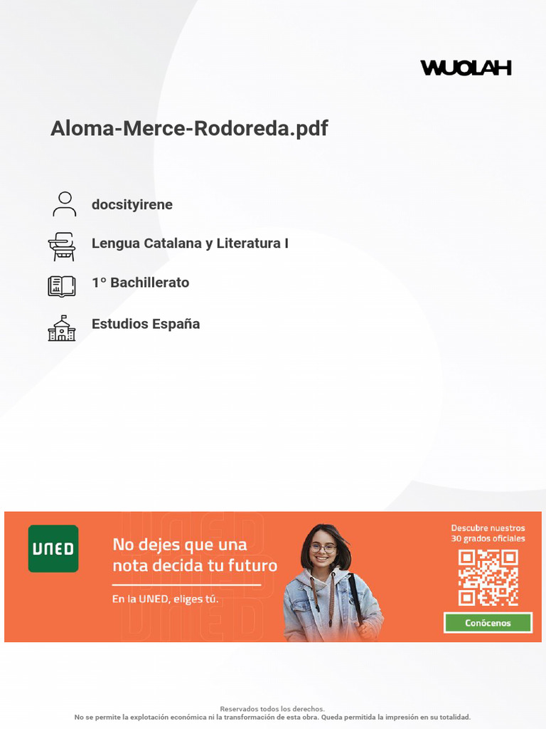 Wuolah Free Aloma Merce Rodoreda | PDF