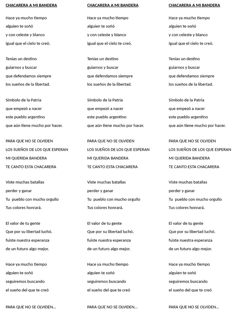 Chacarera a Mi Bandera: Letra y Significado | PDF
