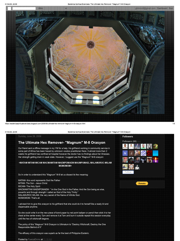 Esoterica Spiritual Exercises - The Ultimate Hex Remover - Magnum - M-8 Orasyon | PDF ...
