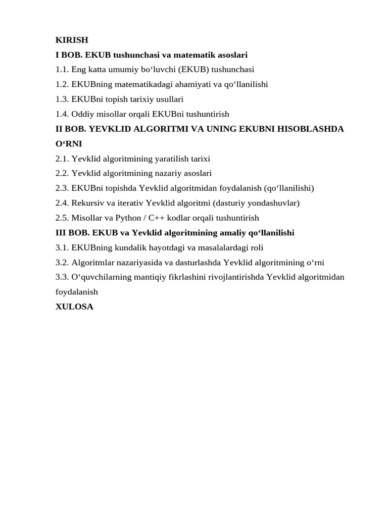 EKUB Va Uning Xossalari. | PDF