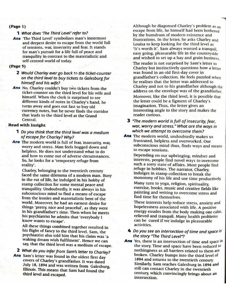 The Third Level Question Answer | PDF