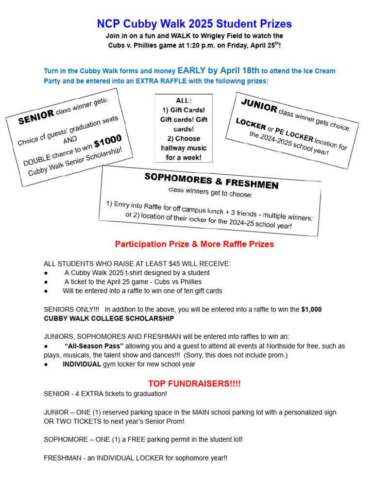 NCP Cubby Walk 2025 Student Prizes | PDF