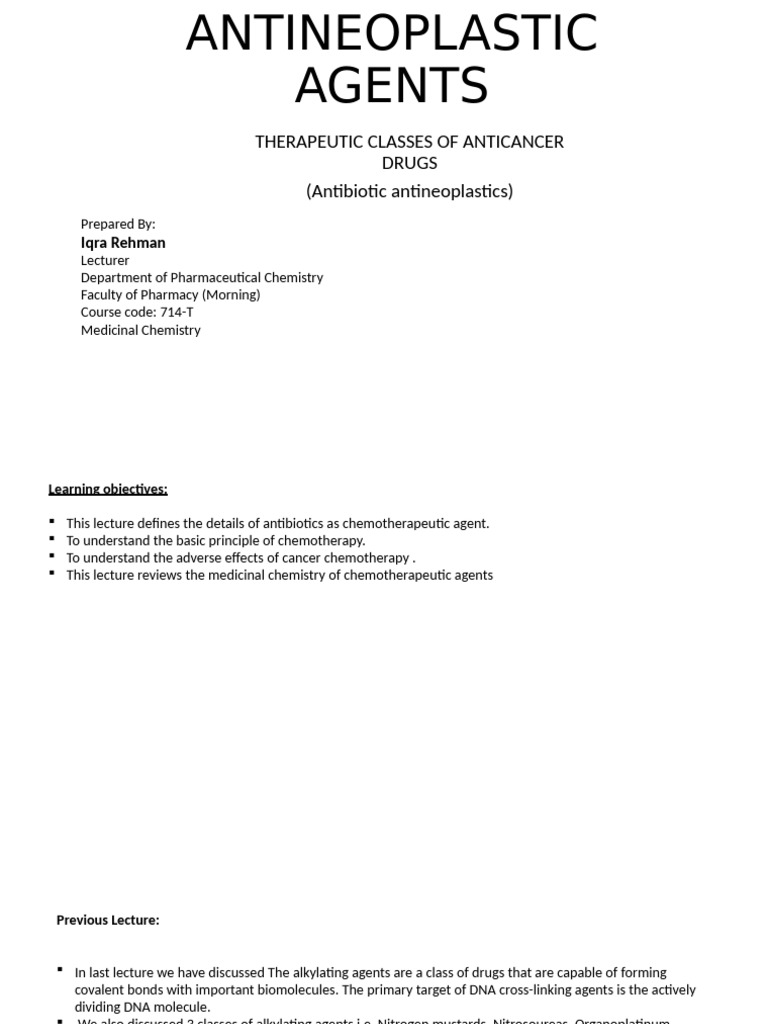 Antineoplastic Agents 3 | PDF | Dna | Chemotherapy