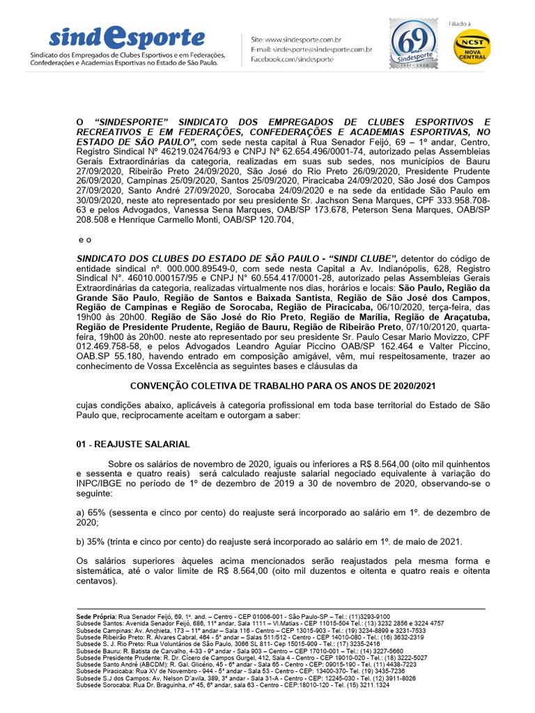 09 CCT 2020-2021 | PDF | Férias trabalhistas | Expediente