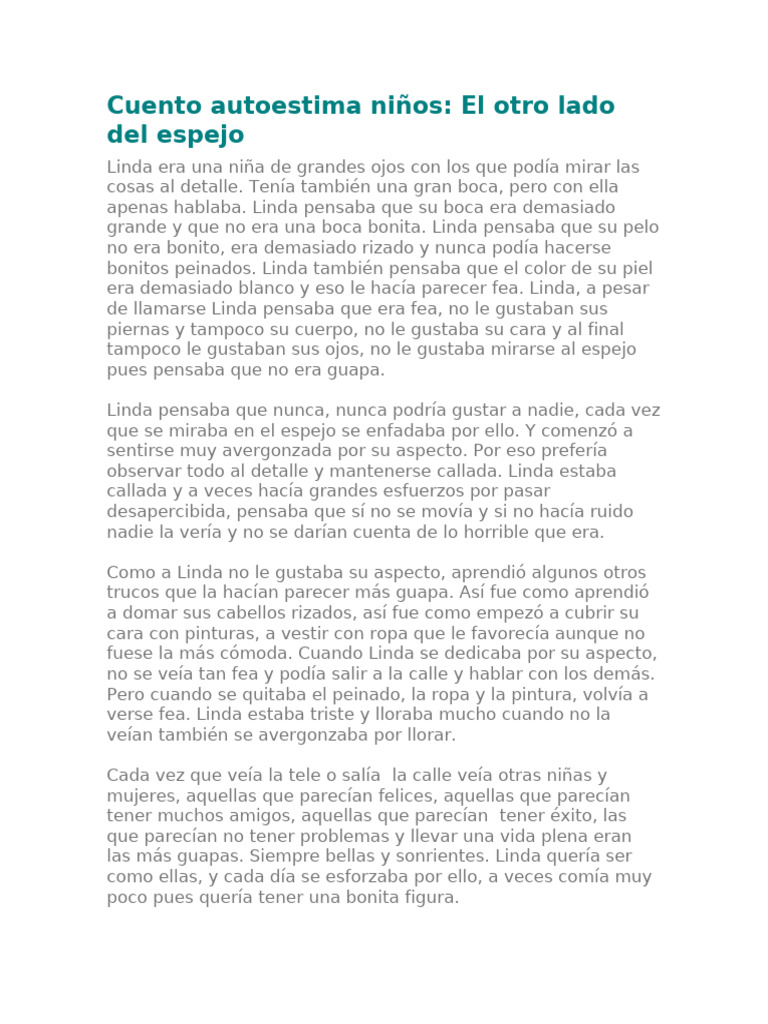 Cuento Autoestima Niños | PDF