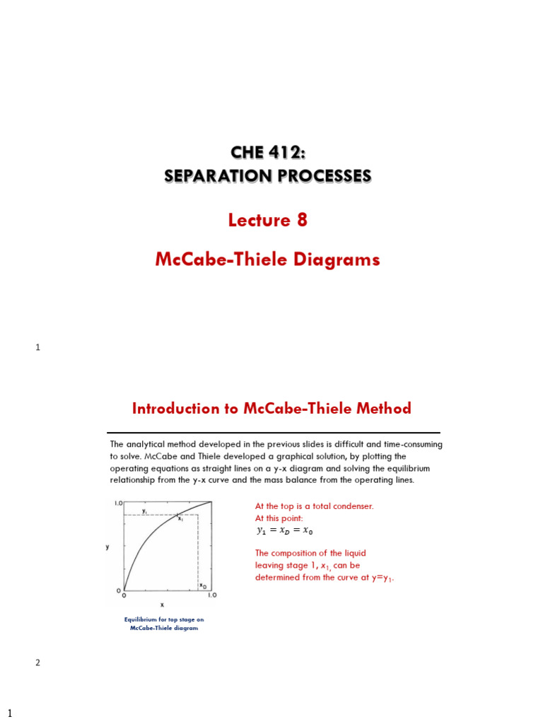 Lecture 8 McCabe Thiele Diagrams New | PDF | Distillation | Unit Operations
