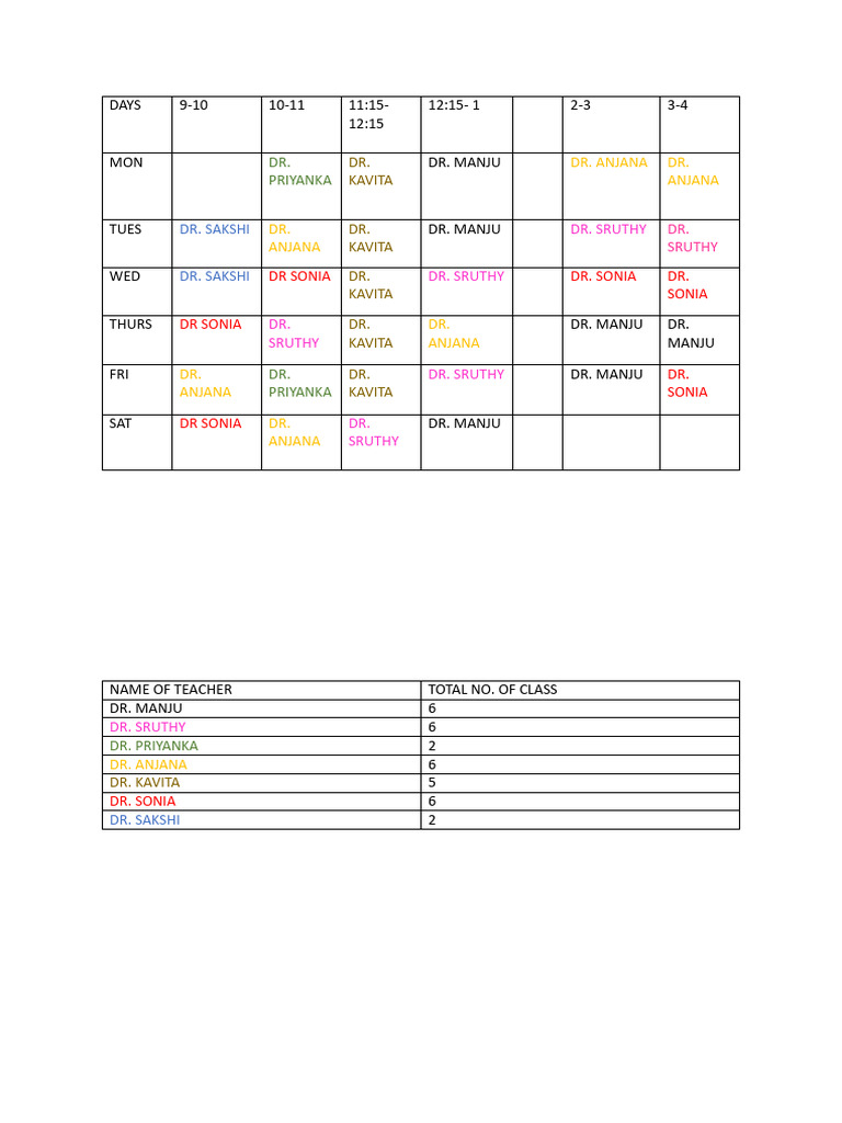 Time Table 2023 | PDF
