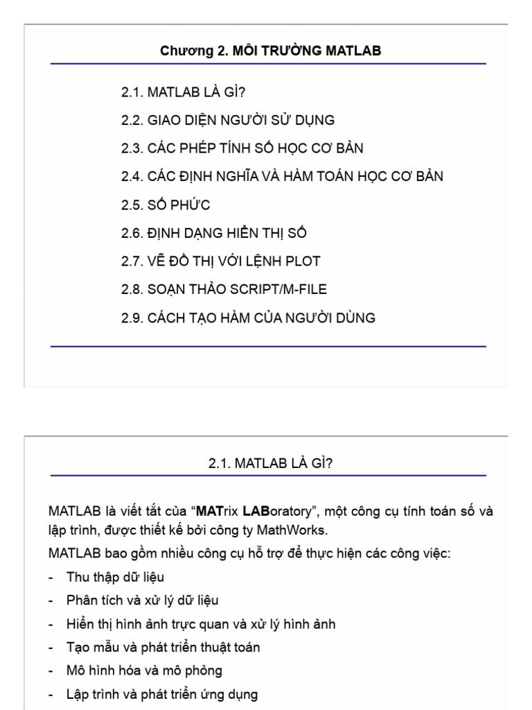 BG Cong Cu Phan Mem C2. Moi Truong MATLAB | PDF