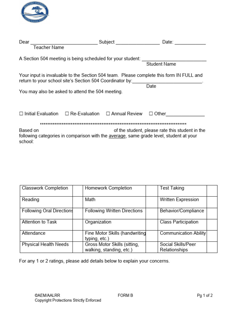 Form B-Teacher Input.cleaned (3) | PDF | Cognition | Learning