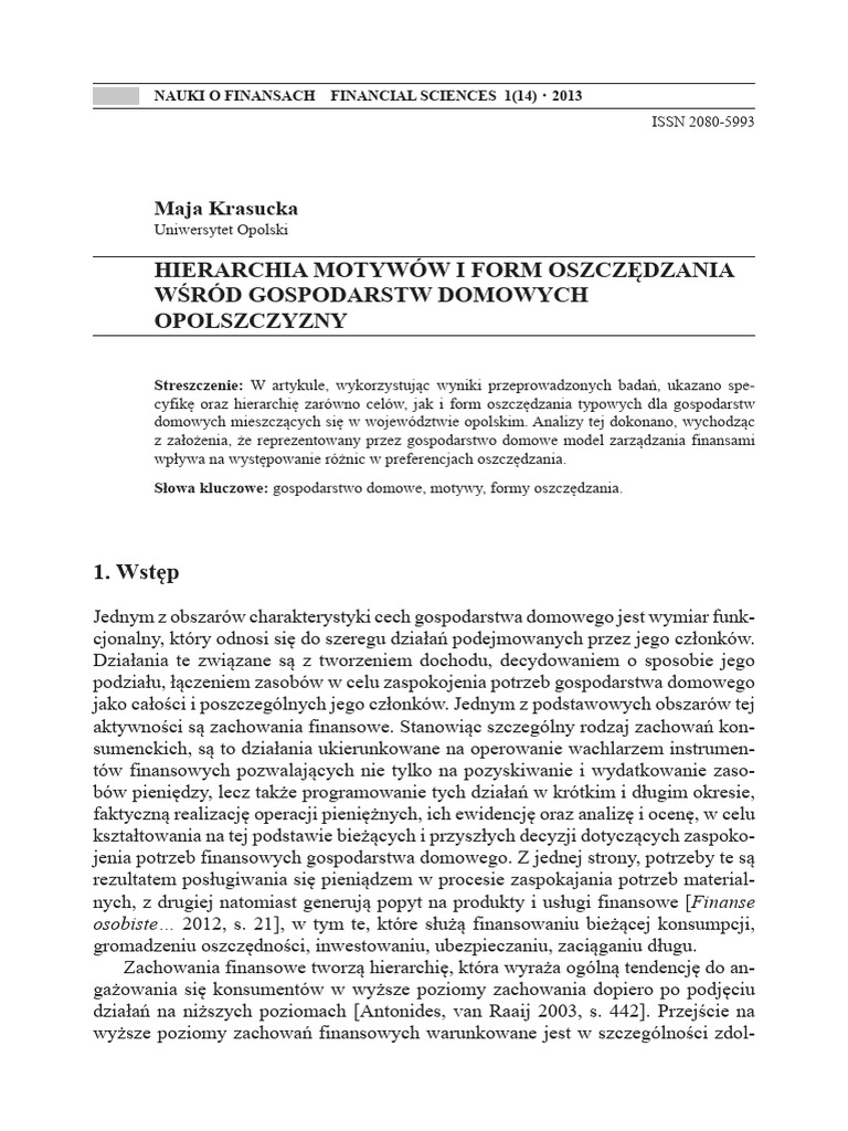 Hierarchia Motywów I Form Oszczędza | PDF