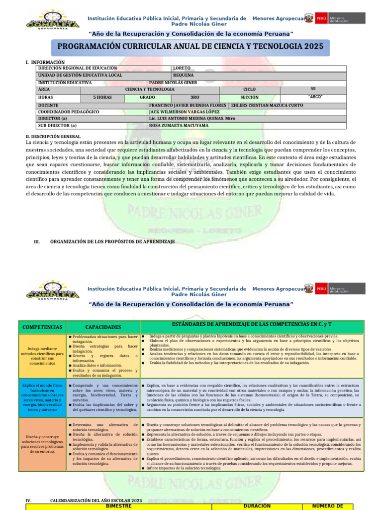 Programacion Cyt Francisco 2025 - 113524 | PDF | Química | Aprendizaje