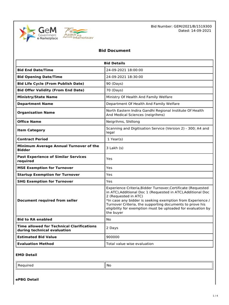 GeM Bidding 2678066 Shillong | PDF | Procurement | Turnover (Employment)
