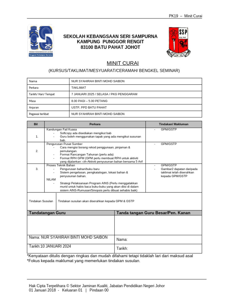 Tapak Minit curai-TAKLIMAT GSTP | PDF
