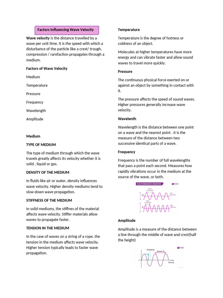 Factors Influencing Wave Velocity | PDF | Waves | Wavelength