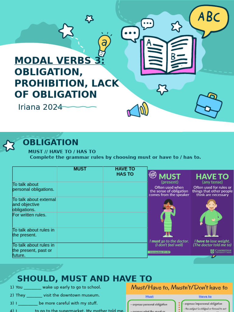 Modal Verbs 3. Obligation, Prohibition and Lack of Obligation | PDF ...