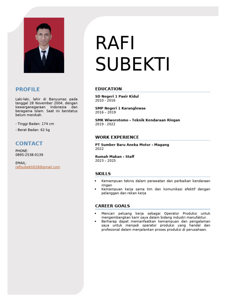 CV - Rafi Subekti | PDF