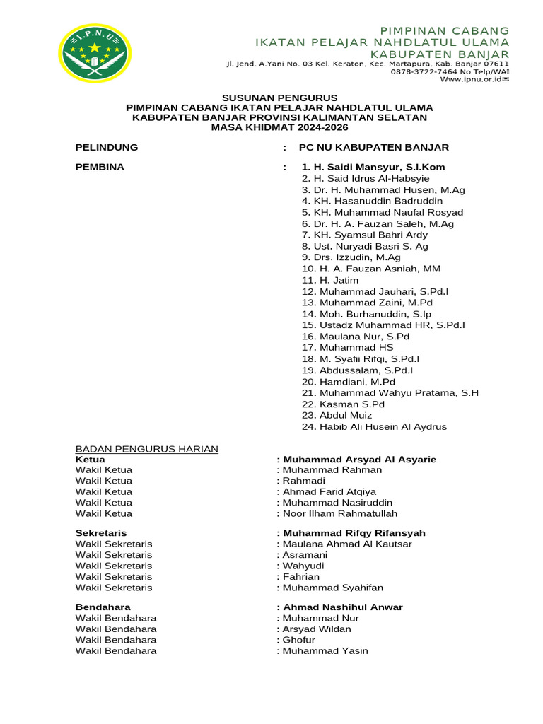 Susunan Pengurus | PDF