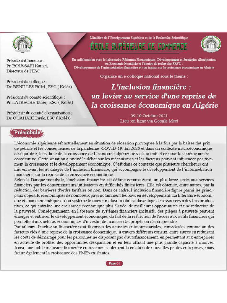 Comité Scientifique Du Colloque ESC 2021 | PDF