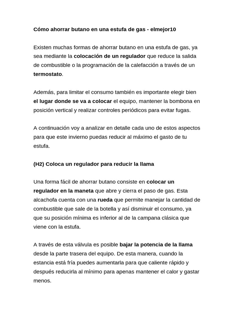 Cómo Ahorrar Butano en Una Estufa de Gas | PDF | Termostato | Gases