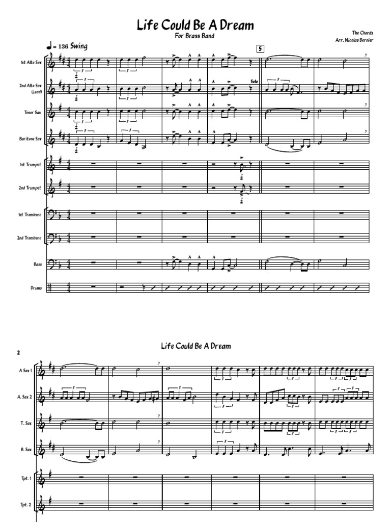 Life Could Be A Dream for Brass Band | PDF | Trombone | Woodwind ...