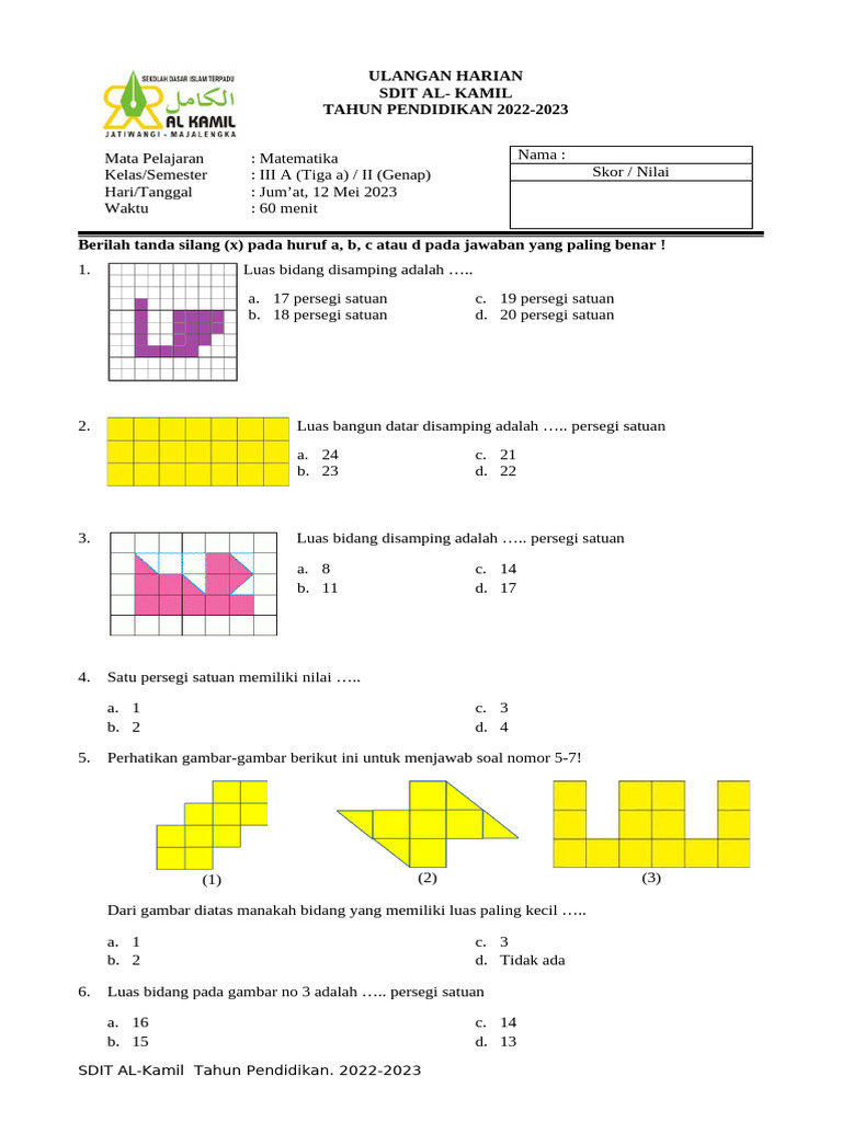 Ulangan Harian MTK 3G | PDF