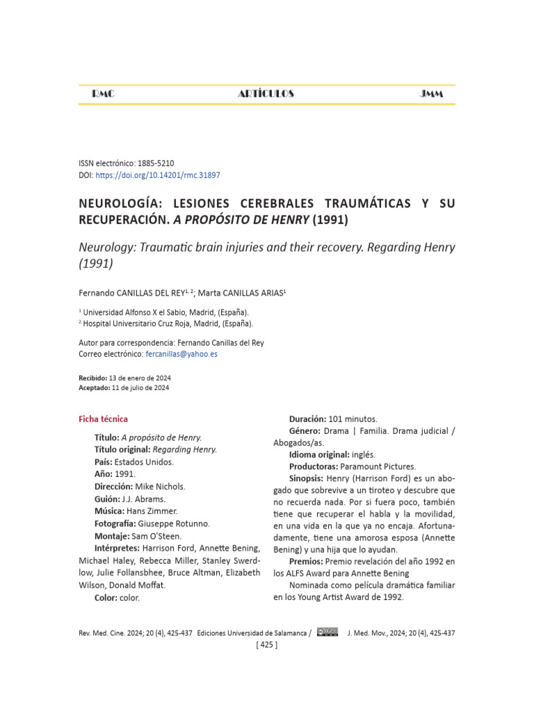 Lesiones cerebrales en "Regarding Henry" | PDF | Especialidades Medicas ...