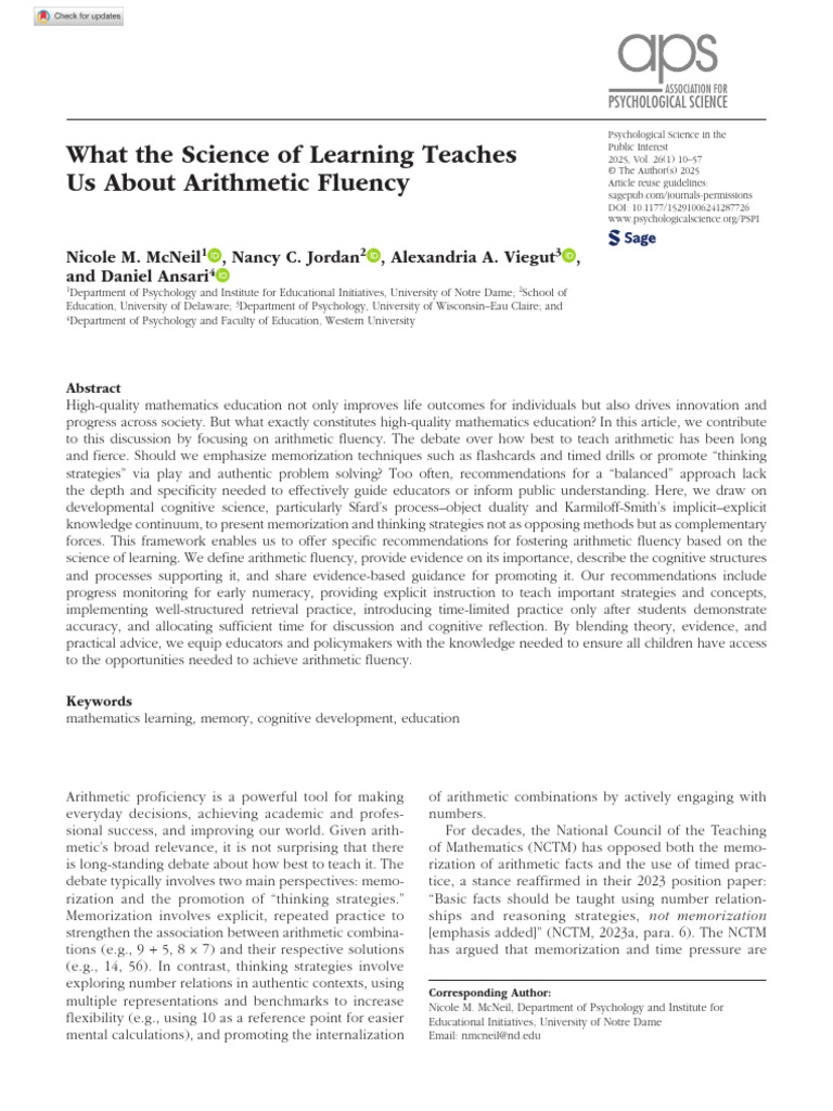 Mcneil Et Al 2025 What The Science of Learning Teaches Us About ...