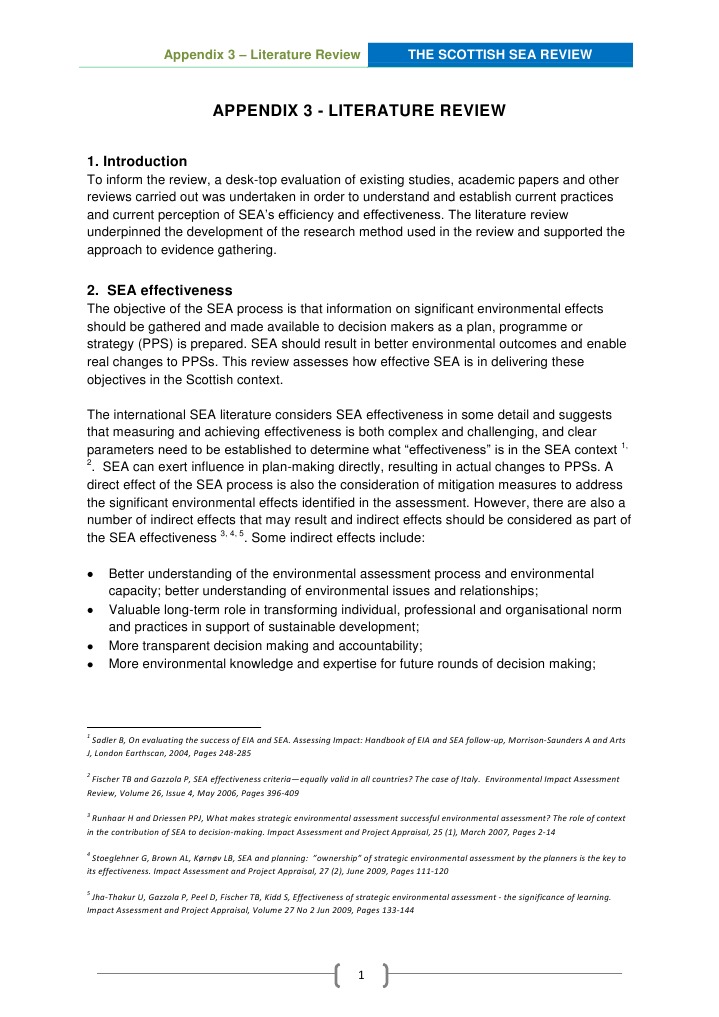 Appendix 3 - Literature Review | PDF | Environmental Impact Assessment ...