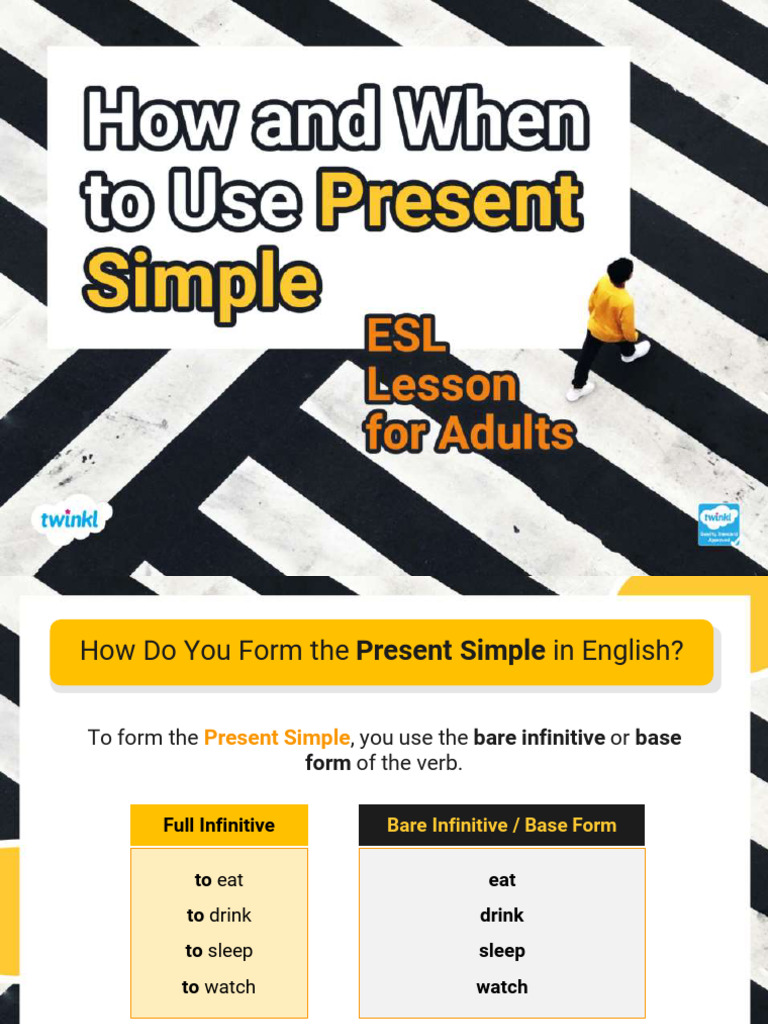 Present Simple Powerpoint Adults A1 | PDF | Linguistics | Grammar
