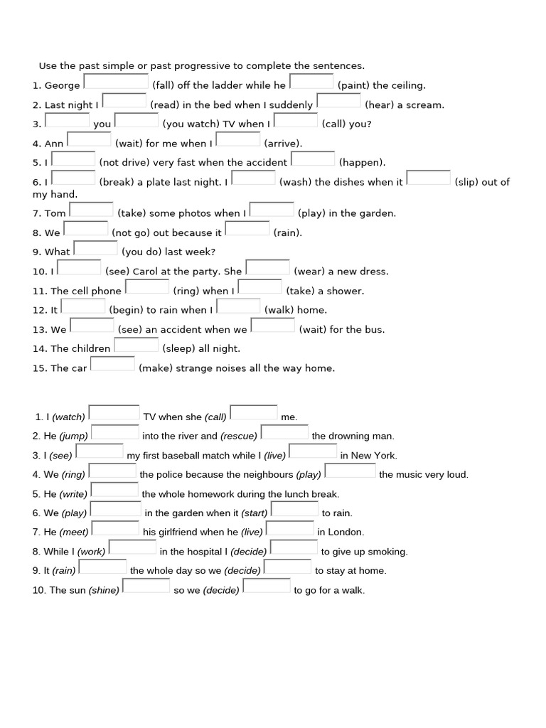 Past Simple Vs Past Progressive | PDF