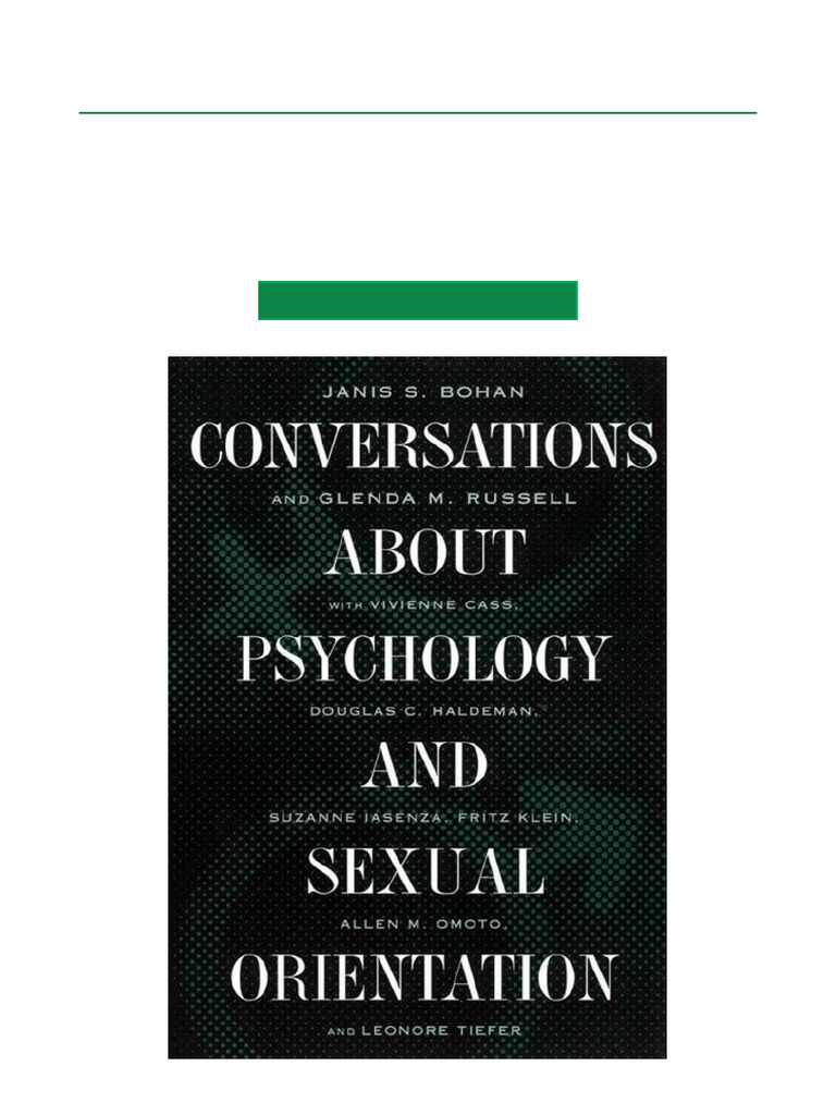 Conversations About Psychology and Sexual Orientation New Edition PDF ...