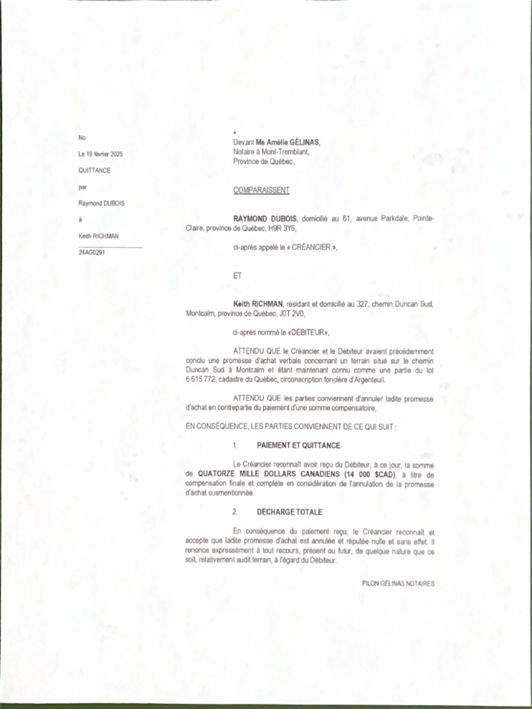 Quittance Terrain | PDF