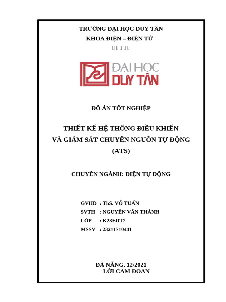 [123doc] Dtdt Kltn Thiet Ke He Thong Dieu Khien Va Giam Sat Chuyen Nguon Tu Dong Ats | PDF