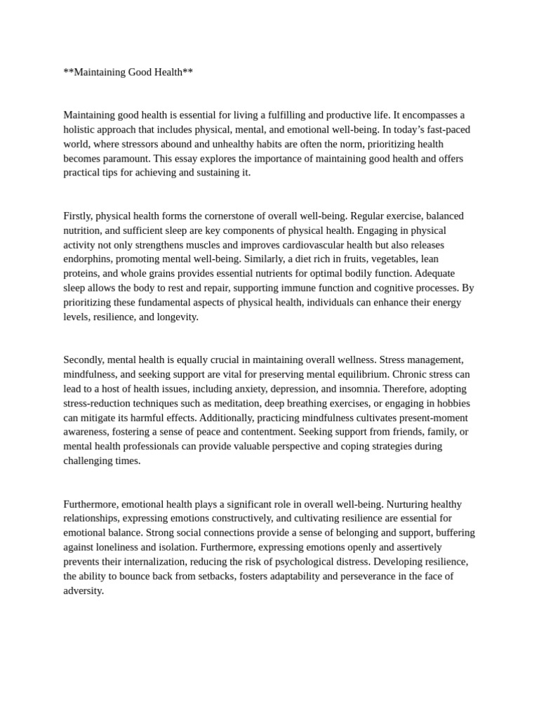 Maintaining Good Health | PDF | Psychological Resilience | Mental Health