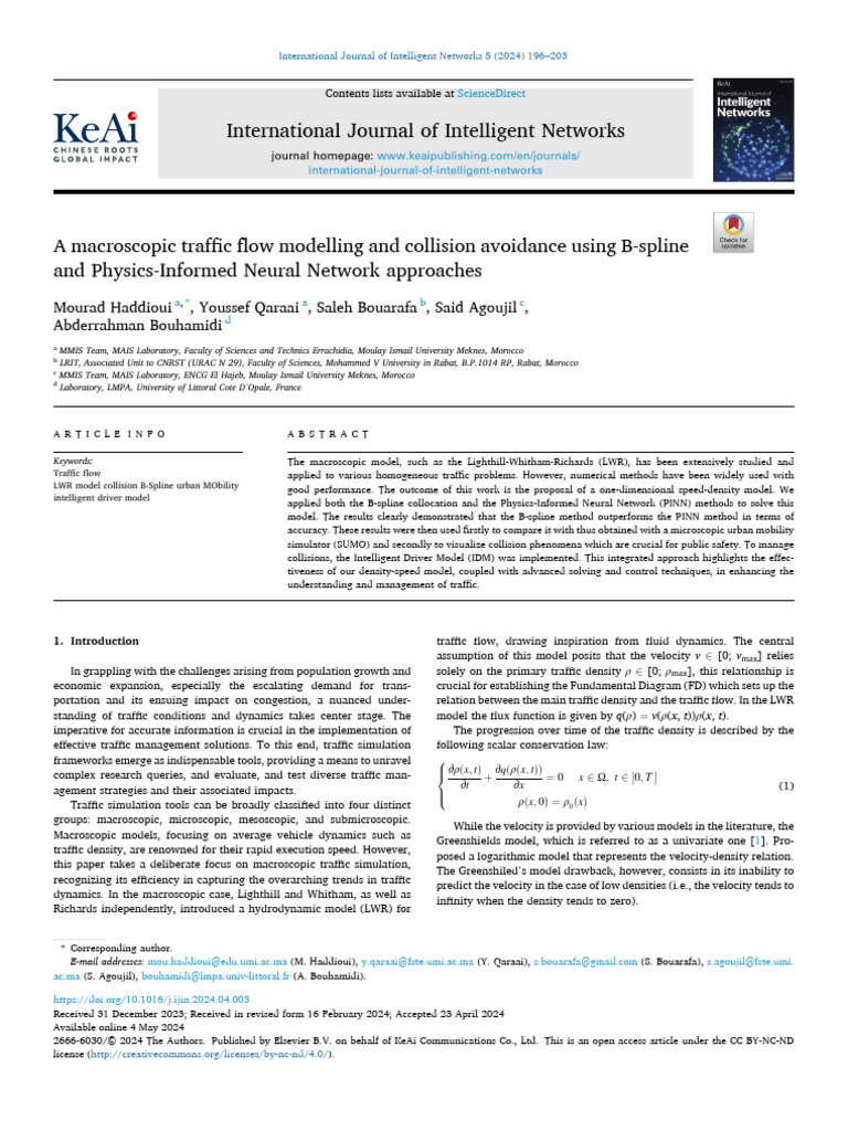 A Macroscopic Traffic Flow Modelling and Collision A - 2024 - International Jour | PDF | Partial ...