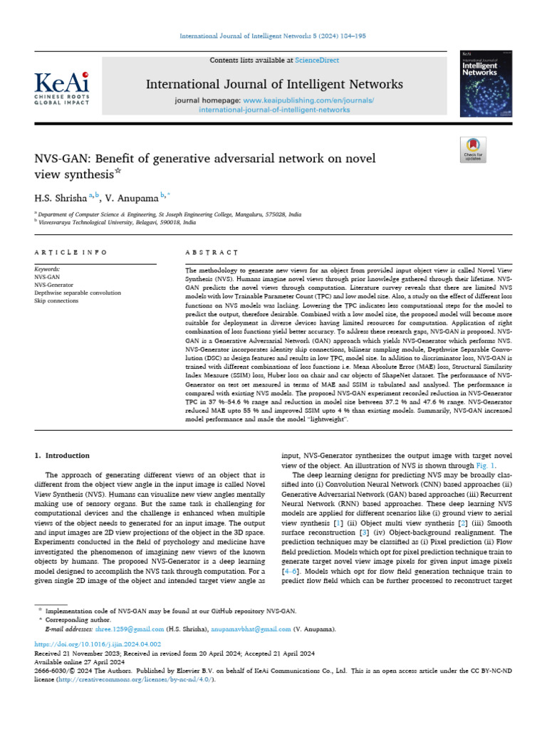 NVS GAN Benefit of Generative Adversarial N - 2024 - International ...