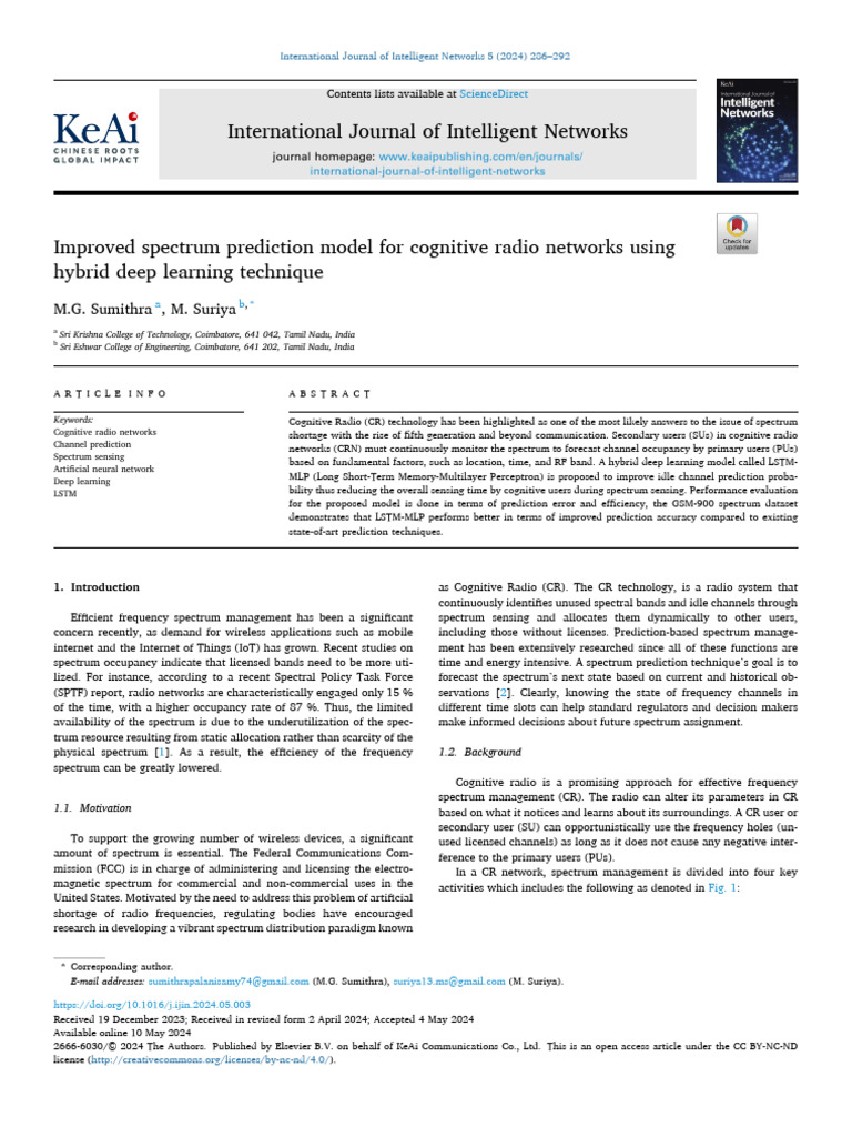 Improved Spectrum Prediction Model For Cognitive - 2024 - International ...