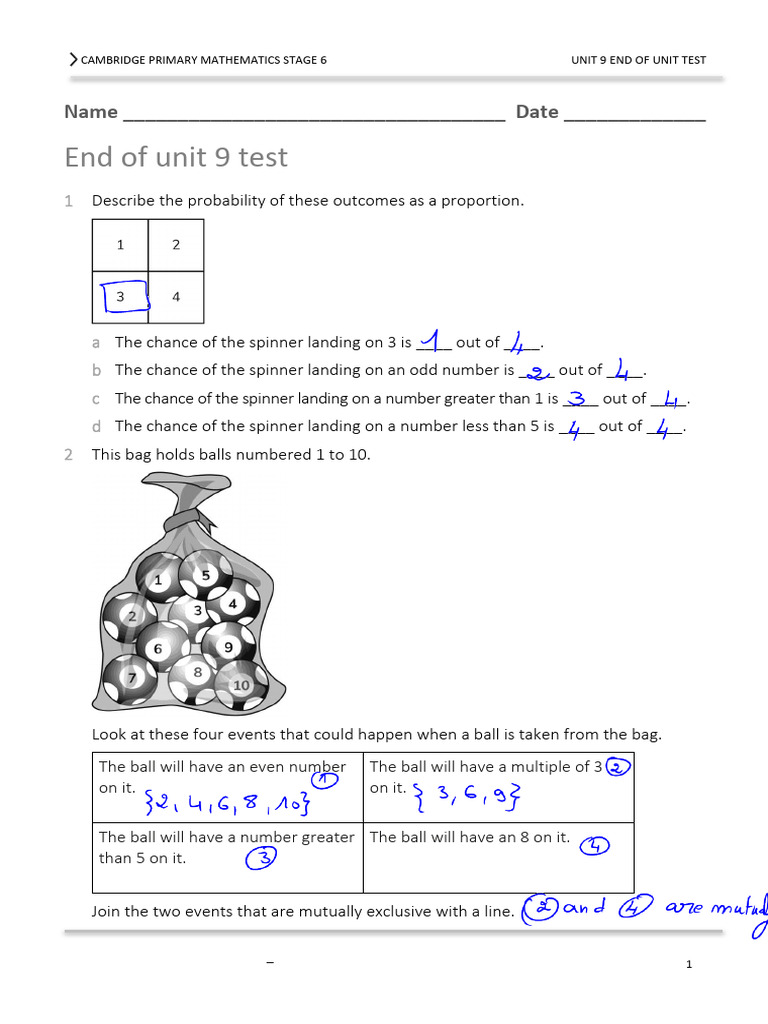 Cambridge Primary Math Stage 6 Test | PDF