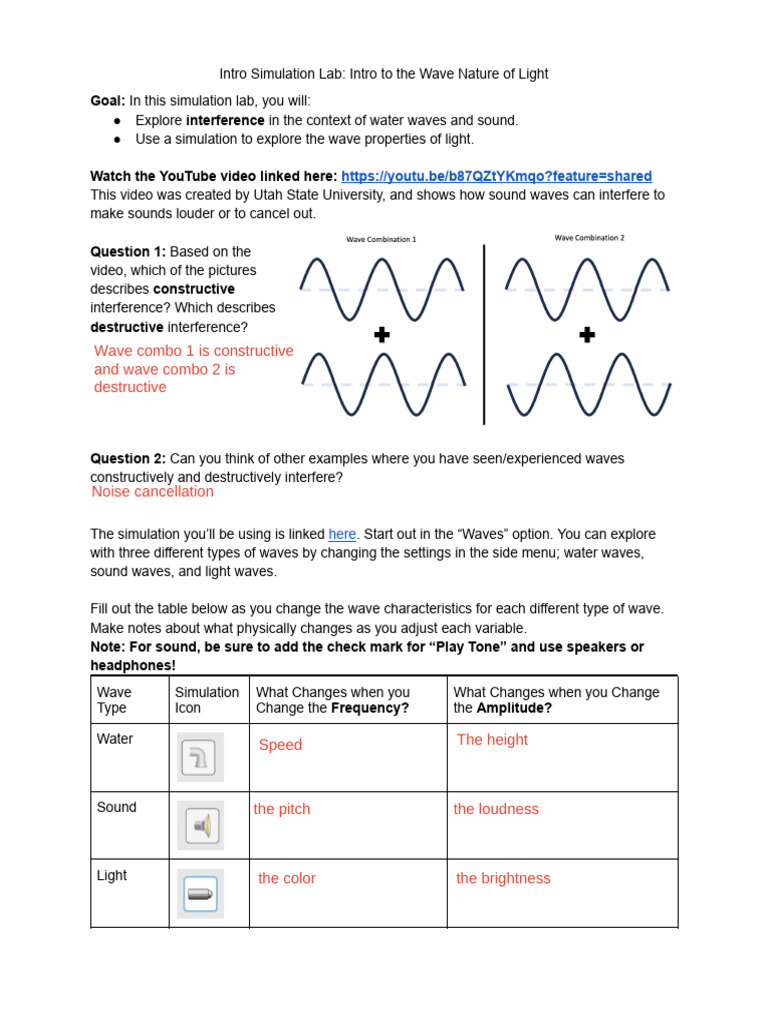 Wave Properties of Light Simulation Lab | PDF | Waves | Sound