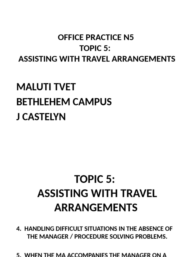 Office Practice N5: Travel Arrangements | PDF