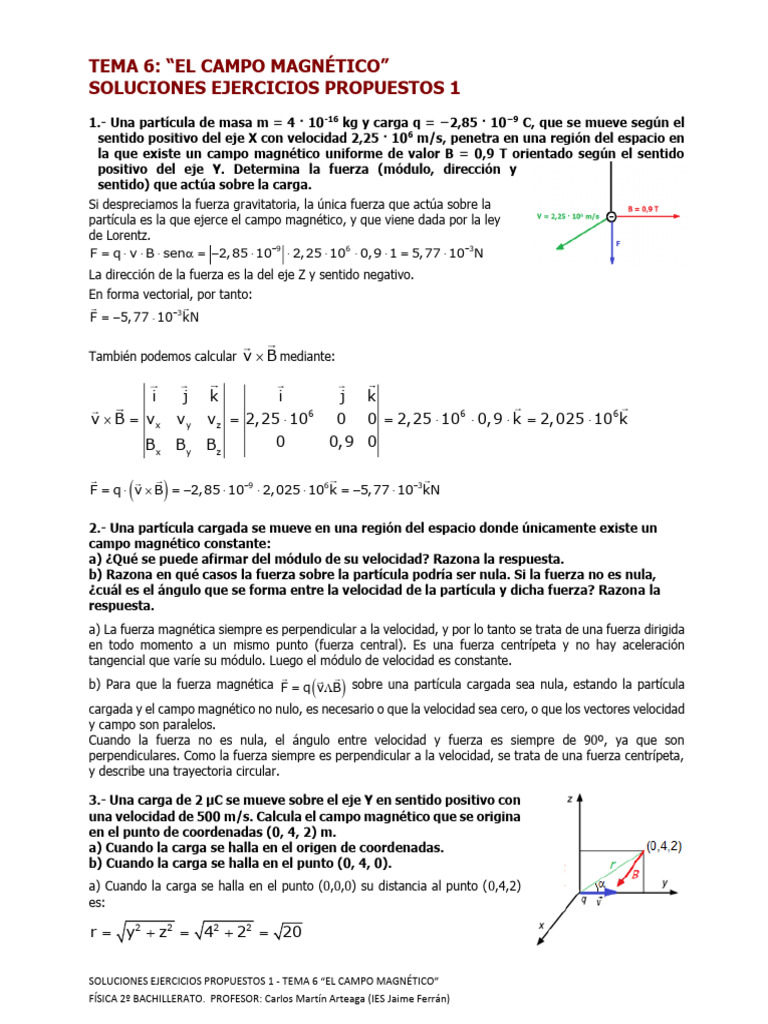 Ejercicios Tema 4 | PDF | Campo magnético | Velocidad