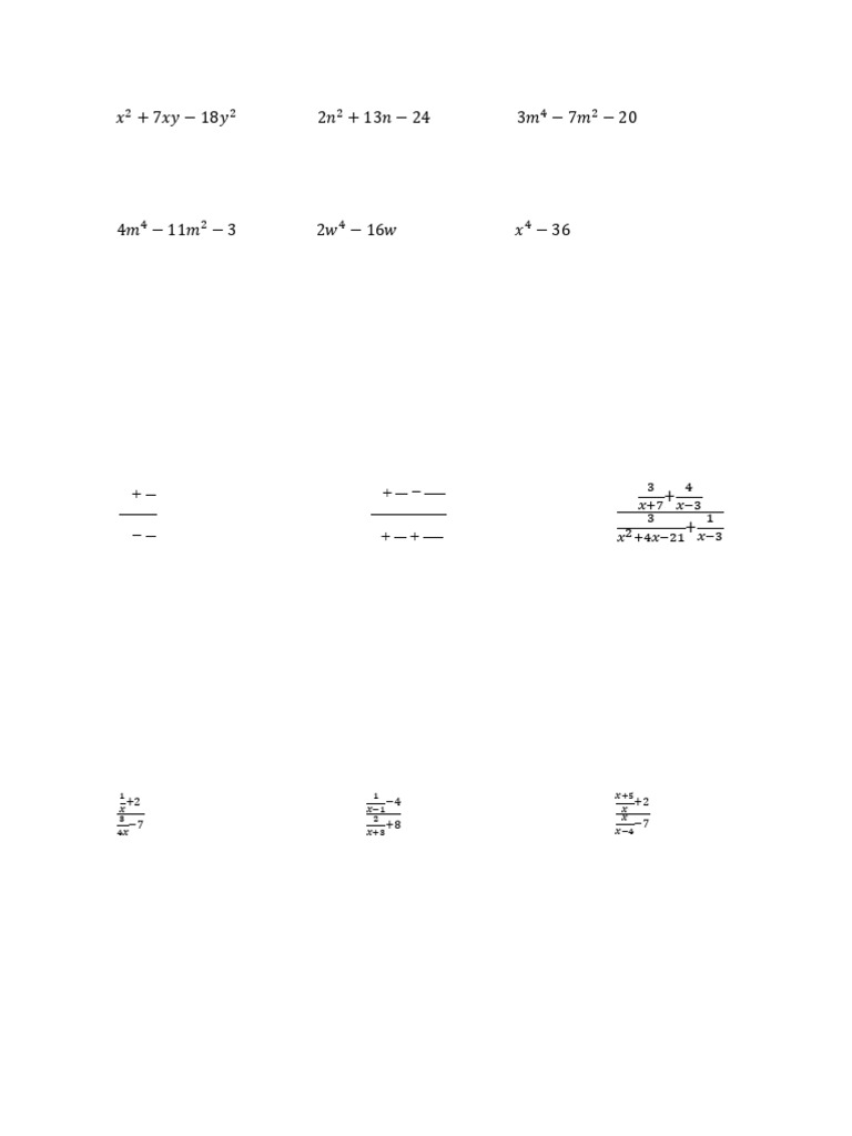 Day 1 Factoring, Complex Fractions, and Polynomial Inequalities Notes | PDF