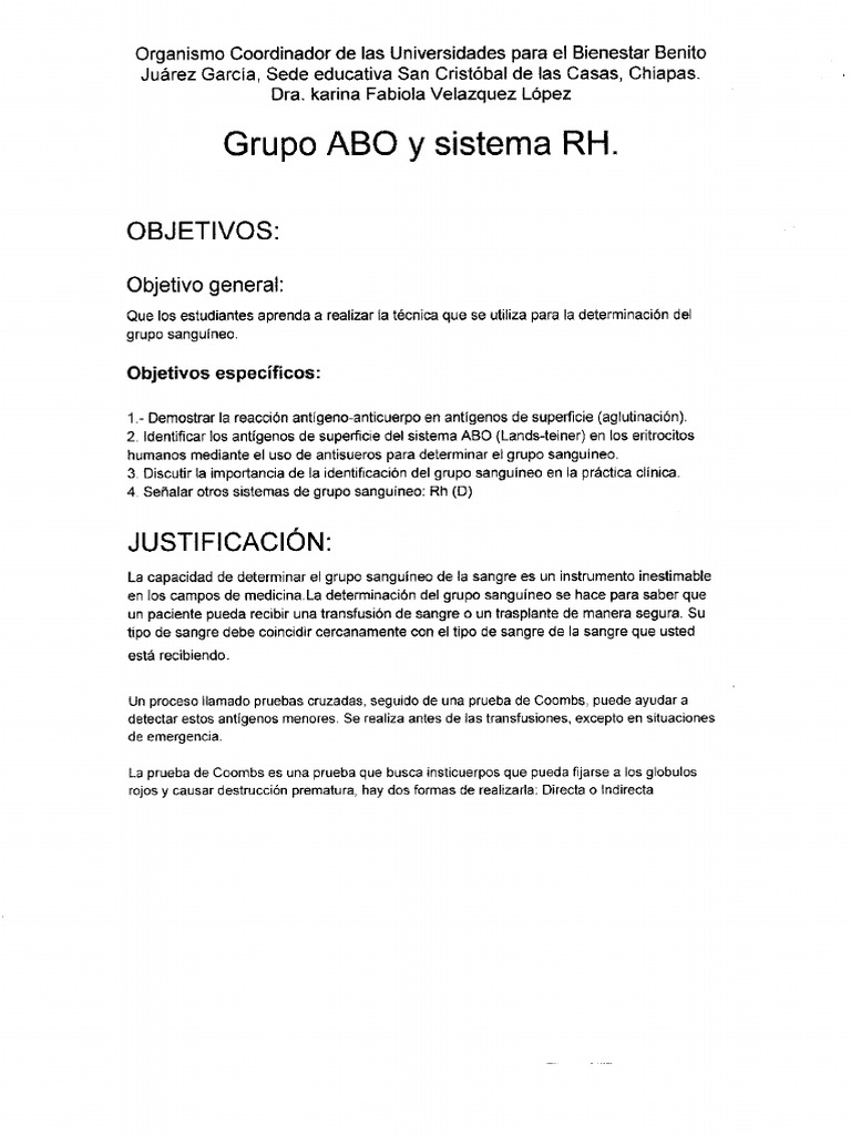 Practica grupo ABO y sistema RH | PDF