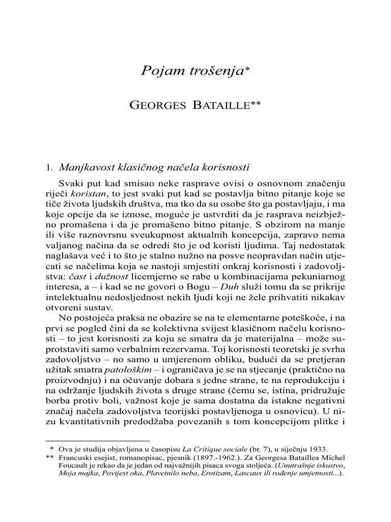 Georges Bataille-Pojam Trošenja | PDF