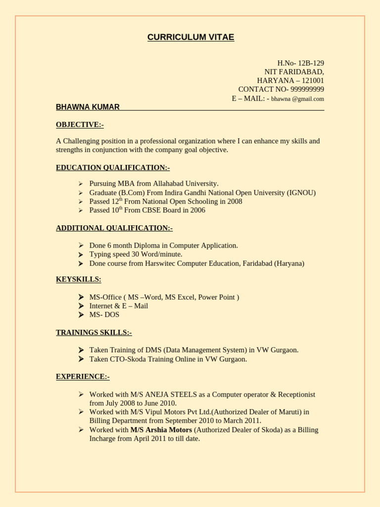 Computer Operator Resume CV Templates 3 | PDF