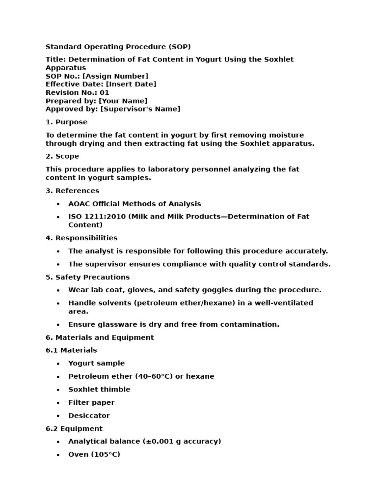 SOP - Milk Fat and Milk Solid Nonfat | PDF