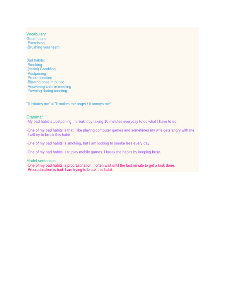 Good and Bad Habits Explained | PDF