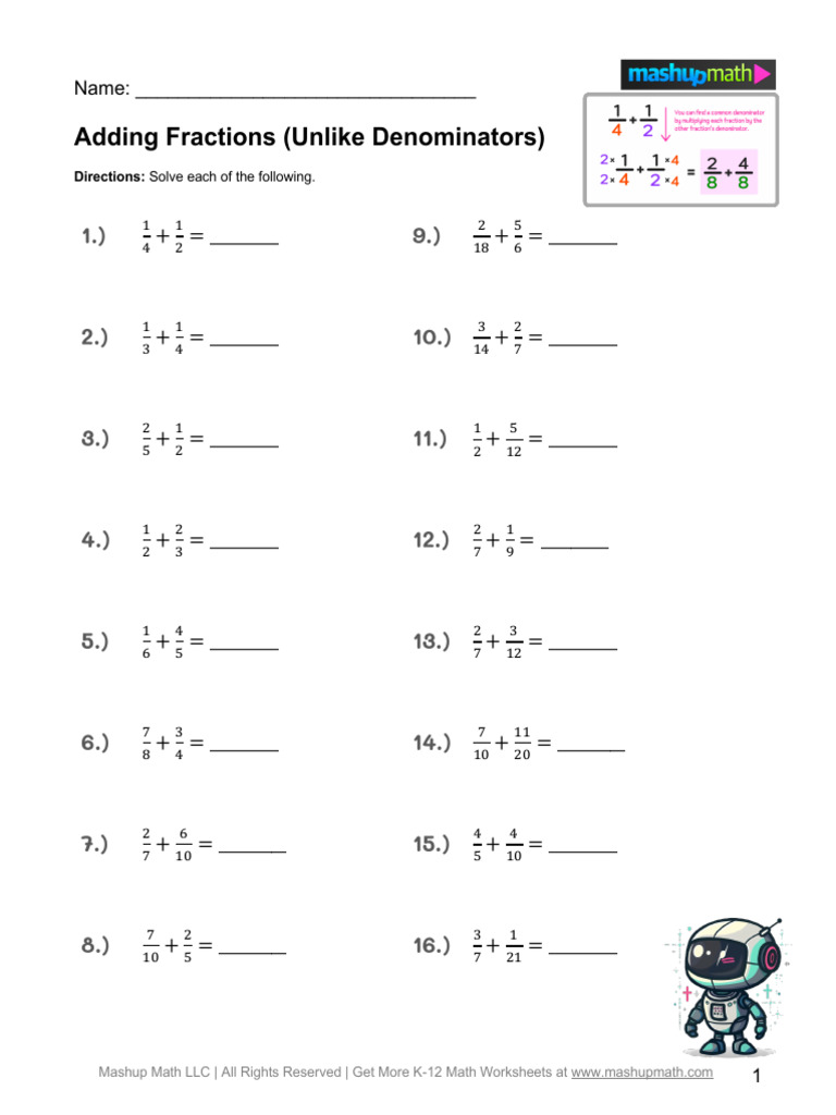 Adding Fractions Unlike Denominators A | PDF | Chess Theory | Chess