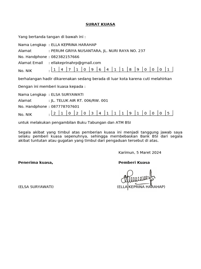 Format Surat Kuasa | PDF