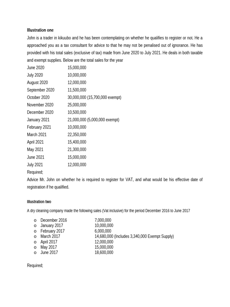 Vat Threshold Computations | PDF